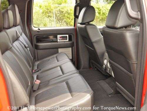 The back seat area of the 2011 Ford F150 FX4 EcoBoost | Torque News